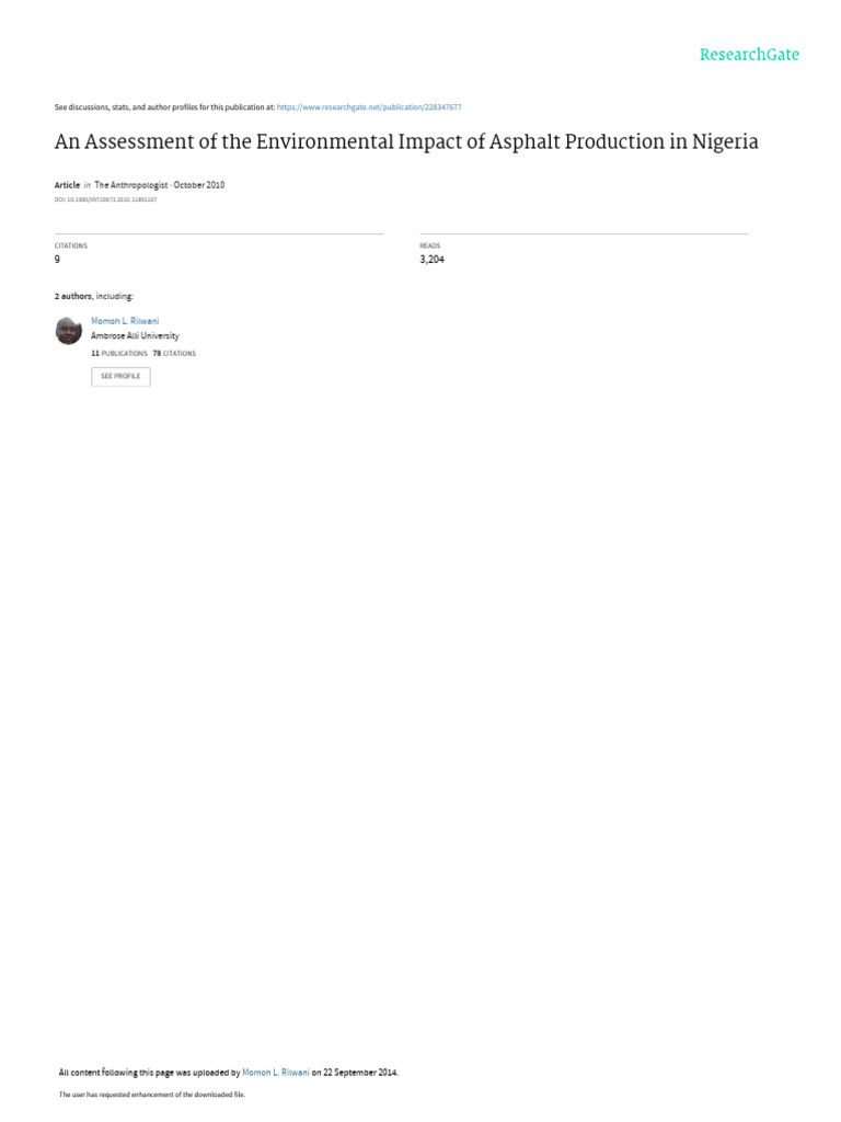 An Assessment of The Environmental Impact of Aspha | PDF | Magnesium | Water