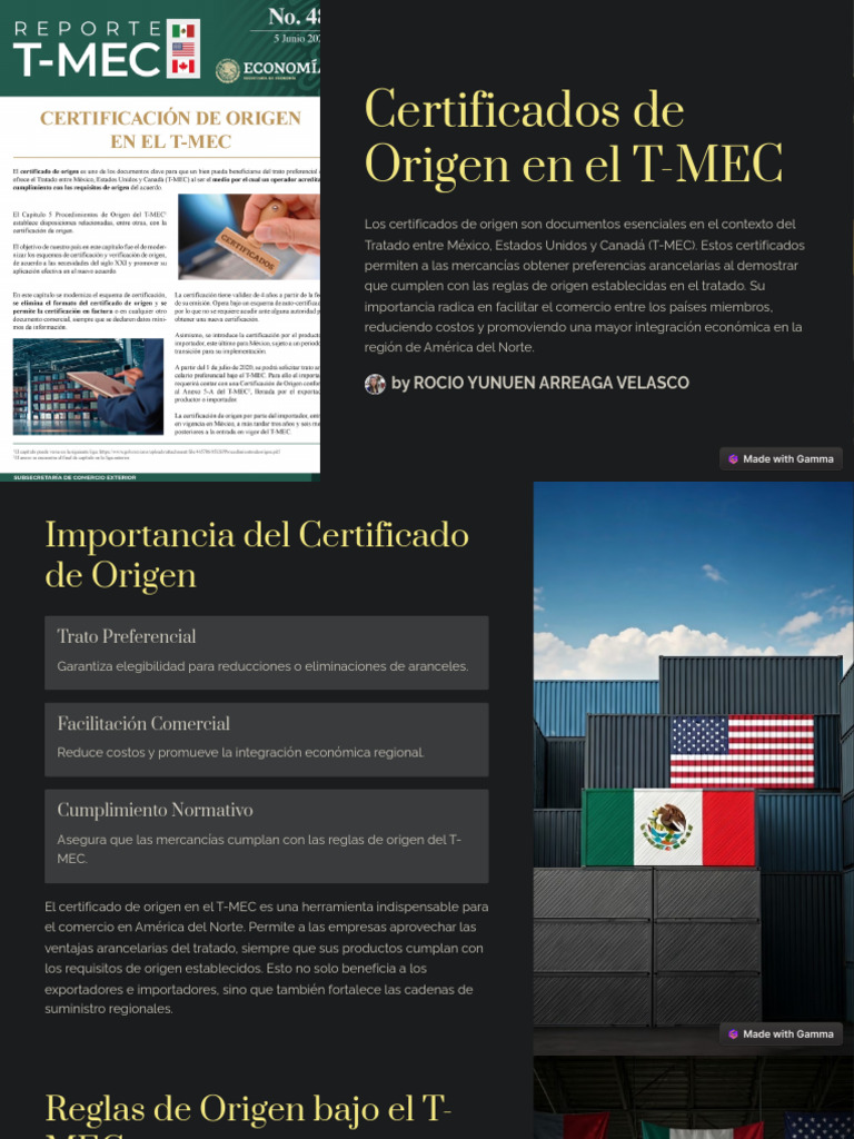 Certificados de Origen en El T MEC | PDF | Arancel | Economias