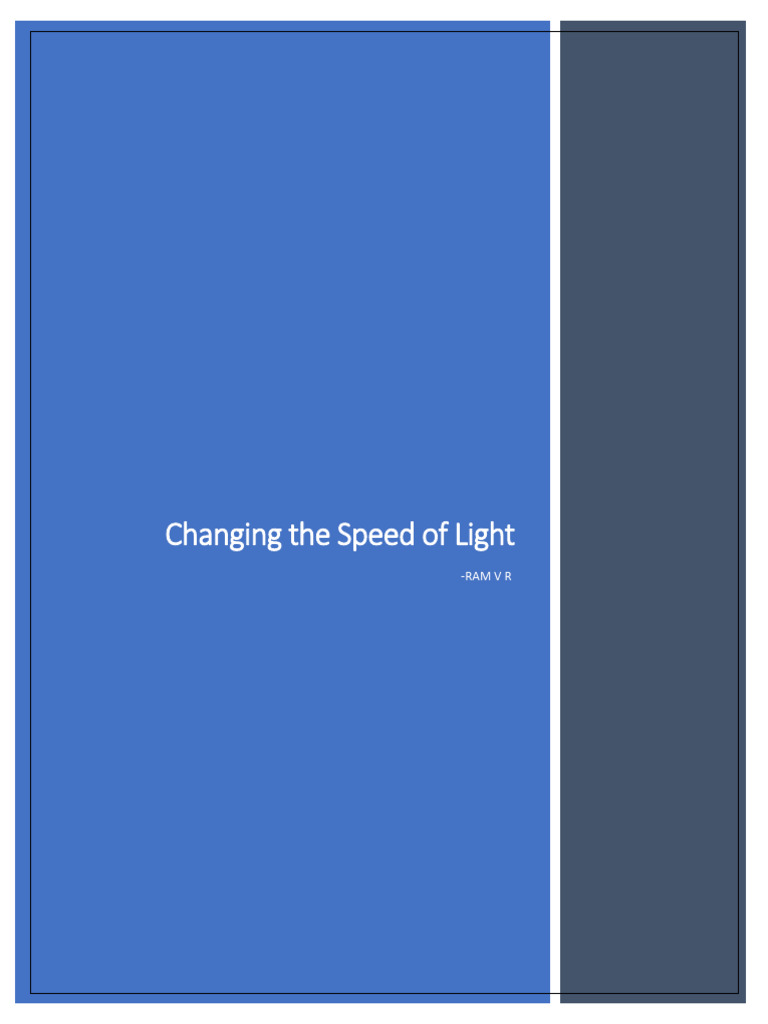 Changing The Speed of Light-PHYSICS | PDF | Light | Electromagnetic ...