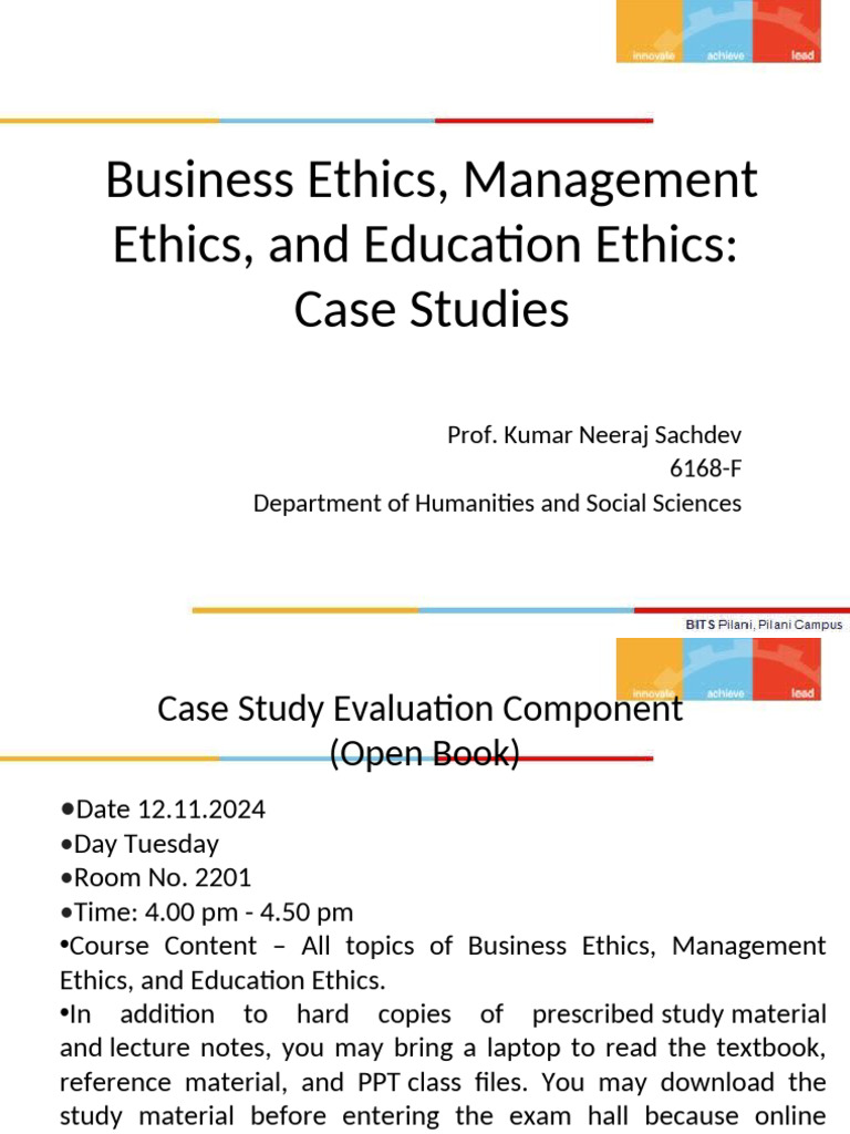 Business Ethics Case Studies Overview | PDF | Child Support | Business ...