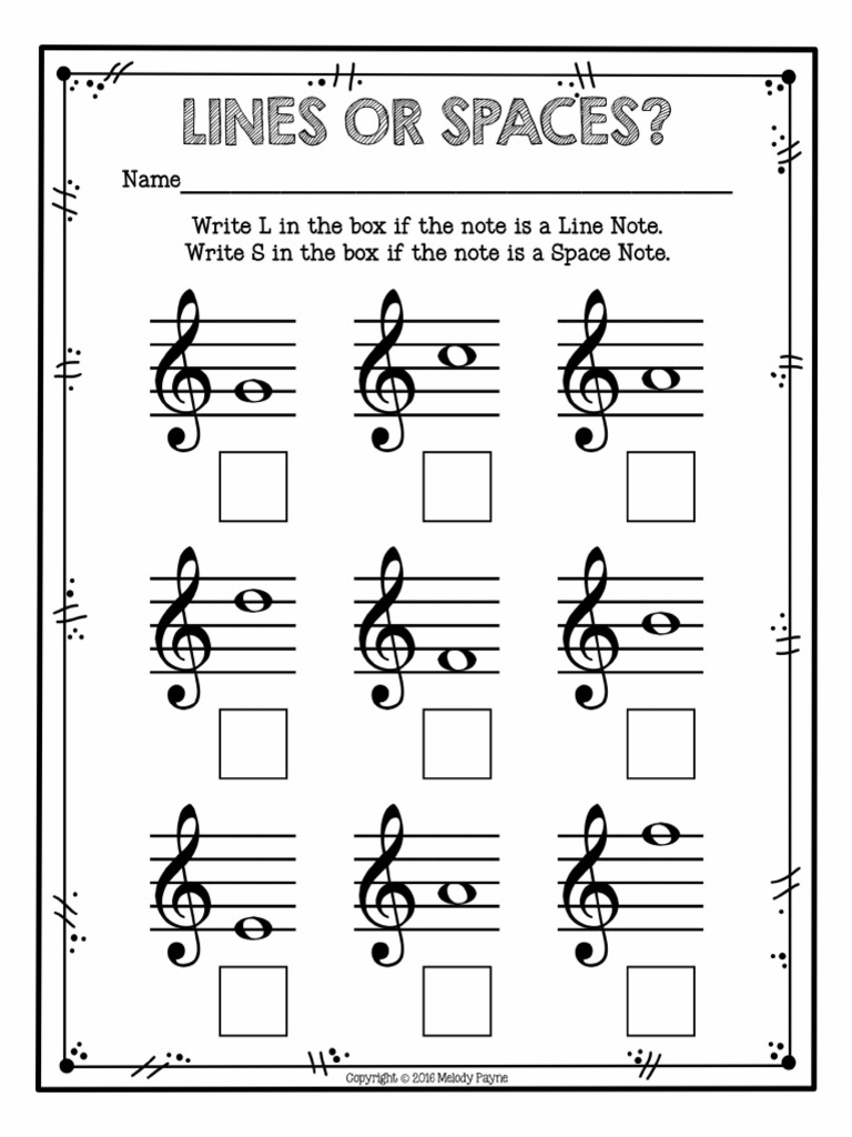 Music Theory Pages Lines & Spaces (Assignment) | PDF