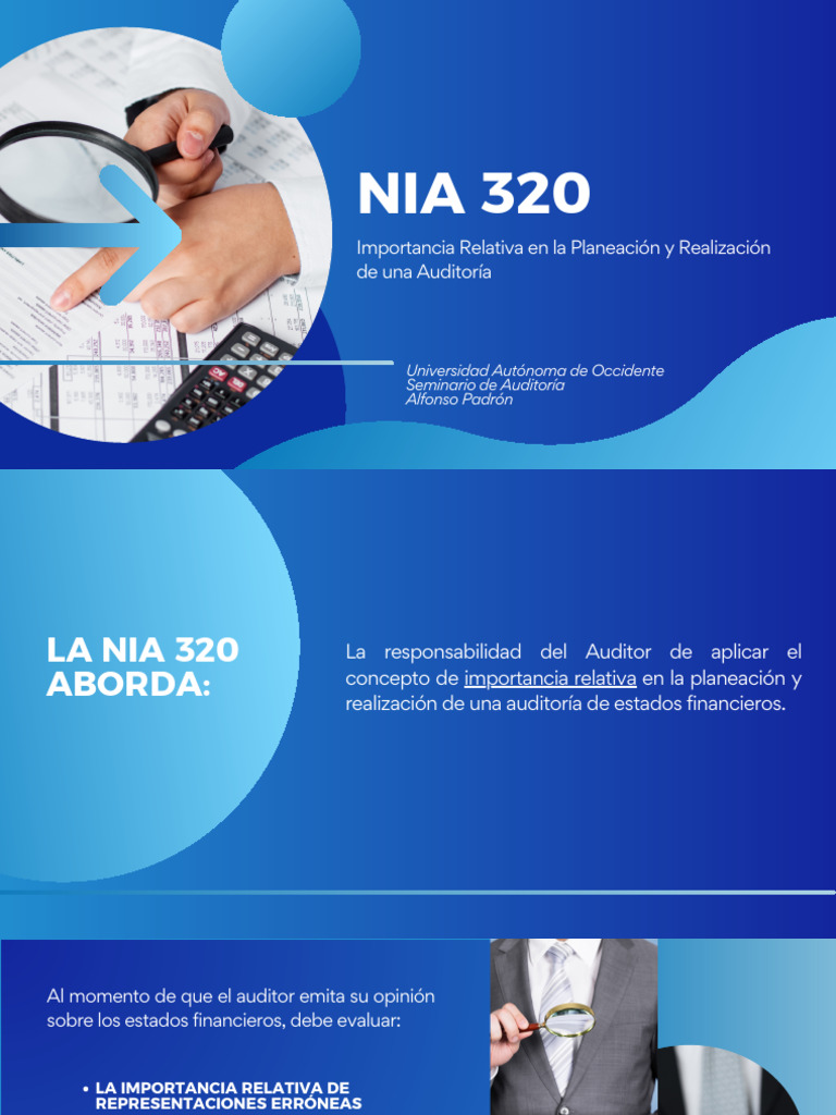 NIA 320 Seminario de Auditoria | PDF | Auditoría | Contralor