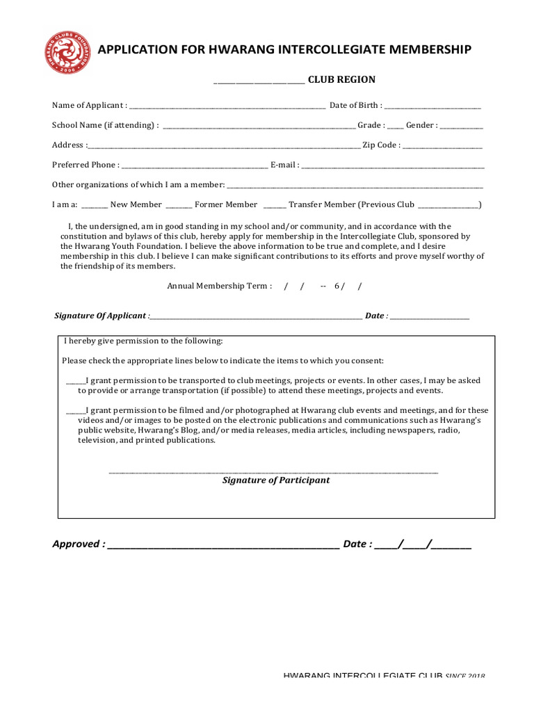 Member Application Form | PDF