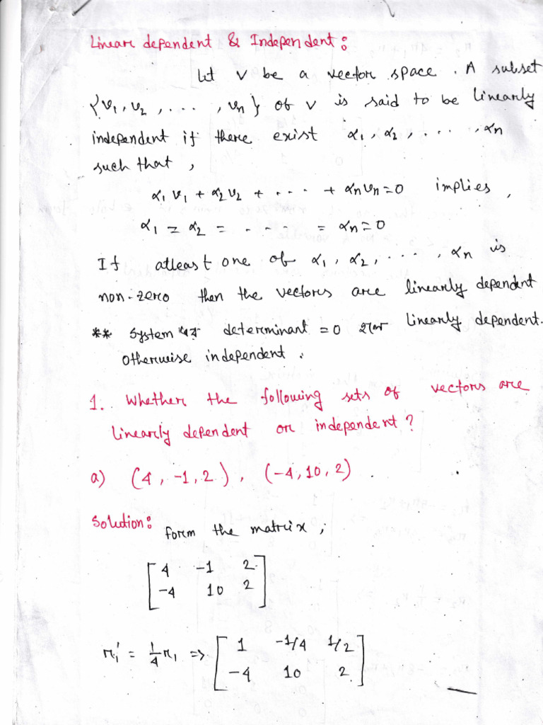 Linear Dependent, Independent, and Rank, Nullity | PDF