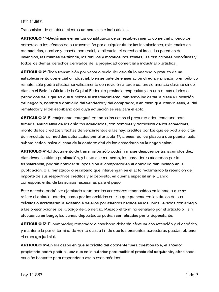 Ley 11.867 | PDF | Derecho