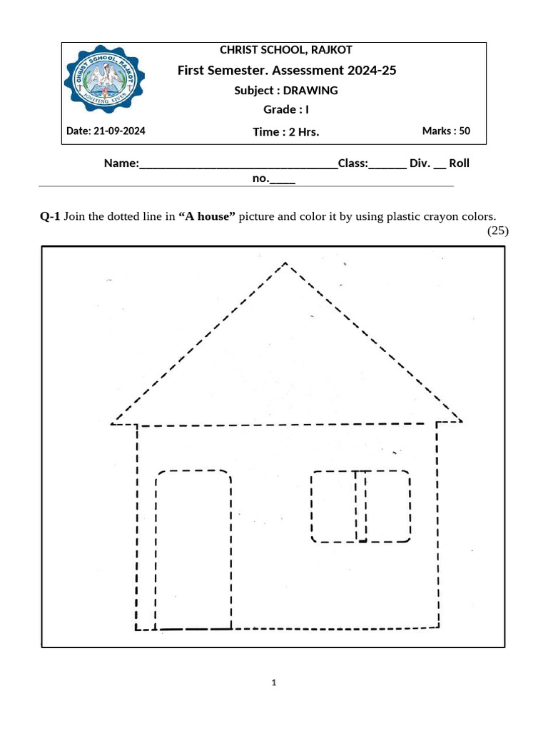 Grade 1 Drawing Assessment 2024-25 | PDF
