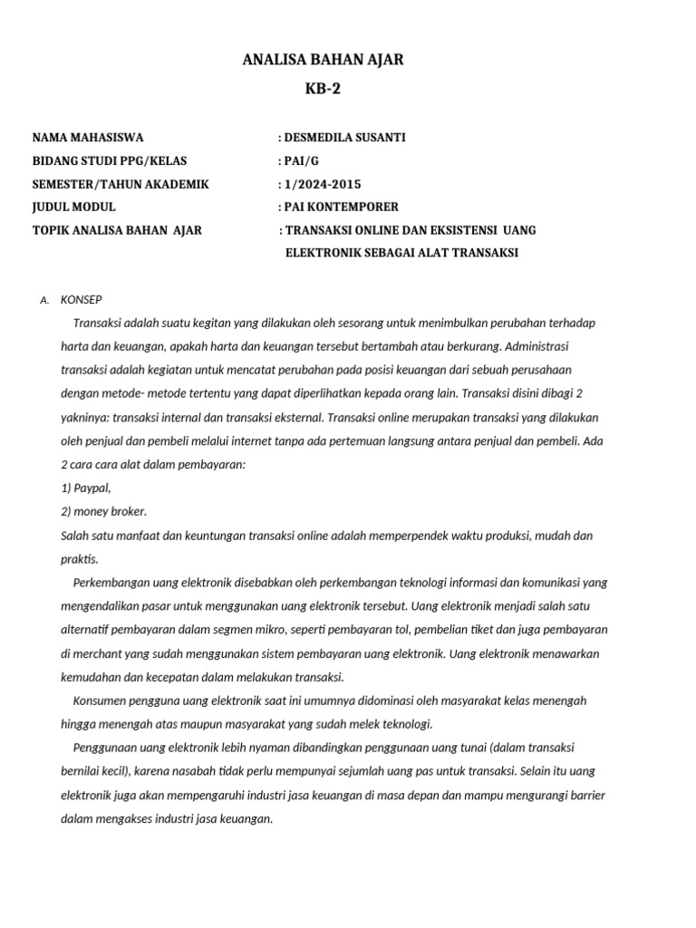 Analisa Bahan Ajar Modul Pai Kontemporer KB-2 Desmadila | PDF | Komputer