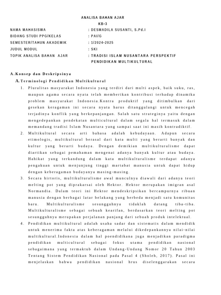 ANALISA BAHAN AJAR MODUL SKI KB-3 Desmadila Susanti | PDF