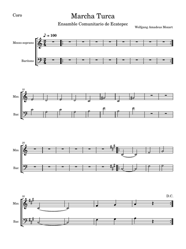 Marcha Turca (Coro) | PDF