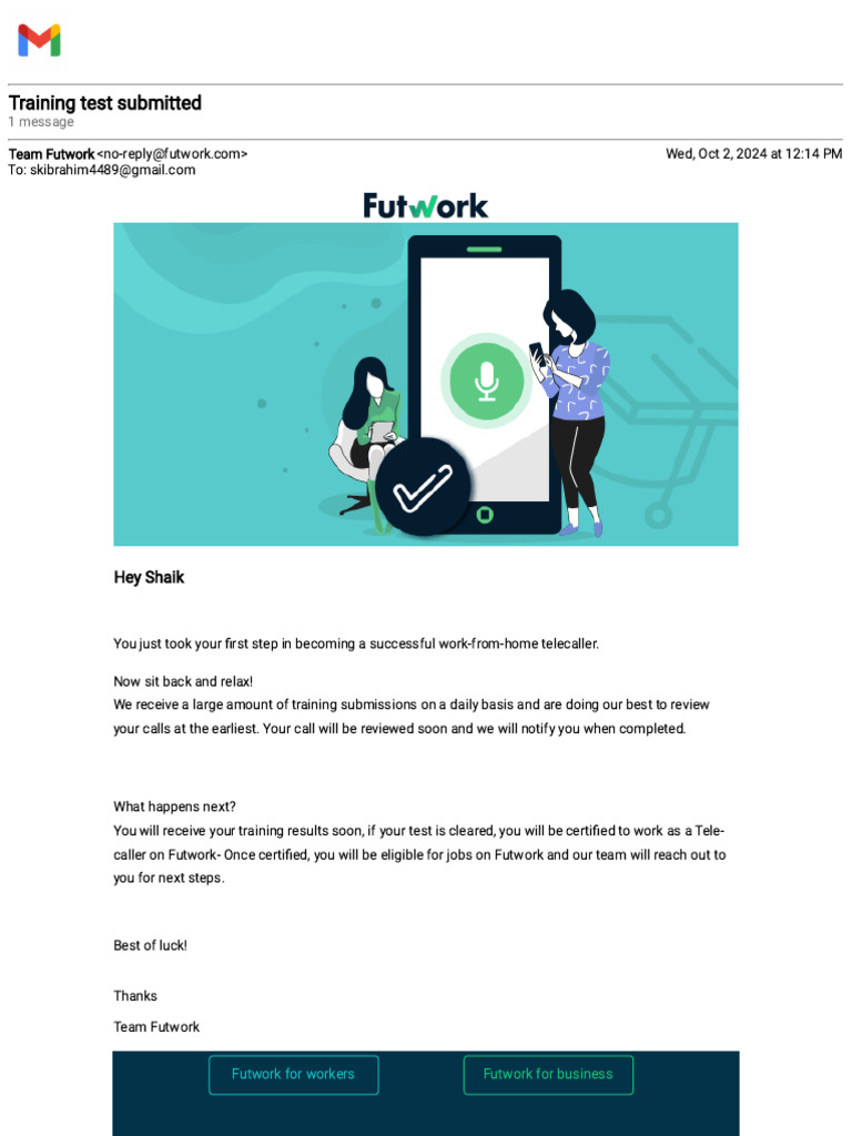 Gmail - Training Test Submitted | PDF