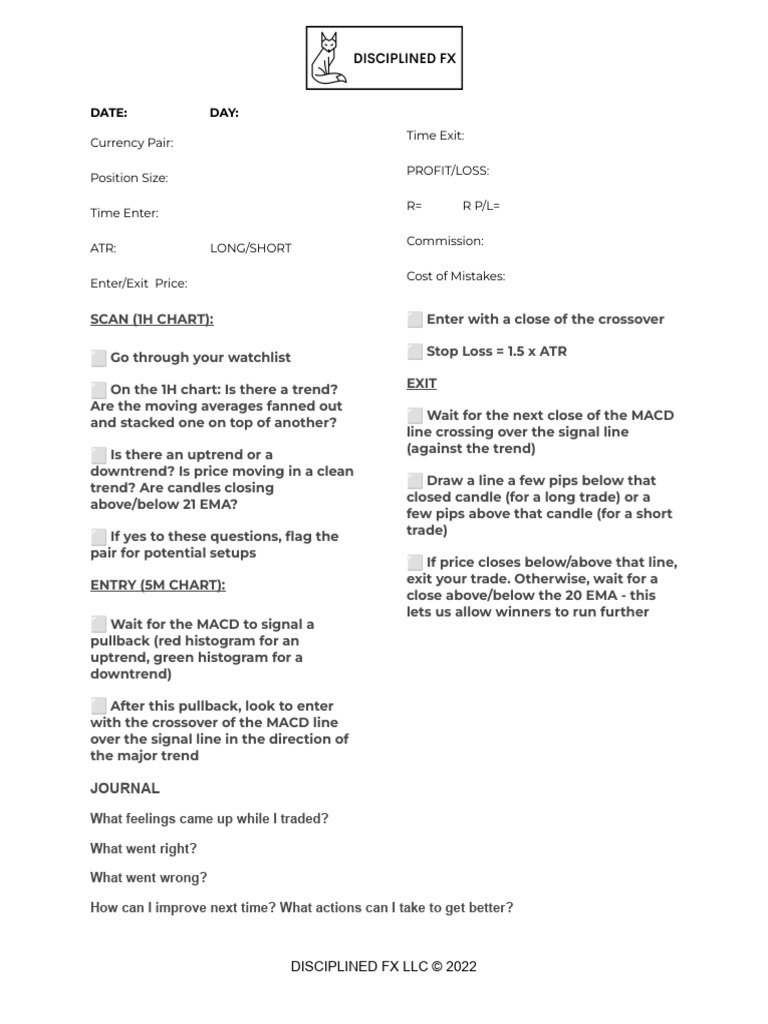 Printable DFX Scalping Strategy Journal | PDF