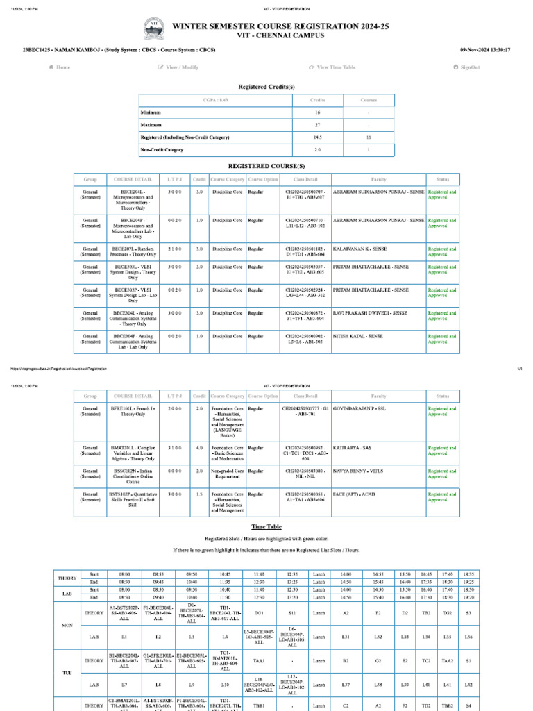 Time Table Mock | PDF