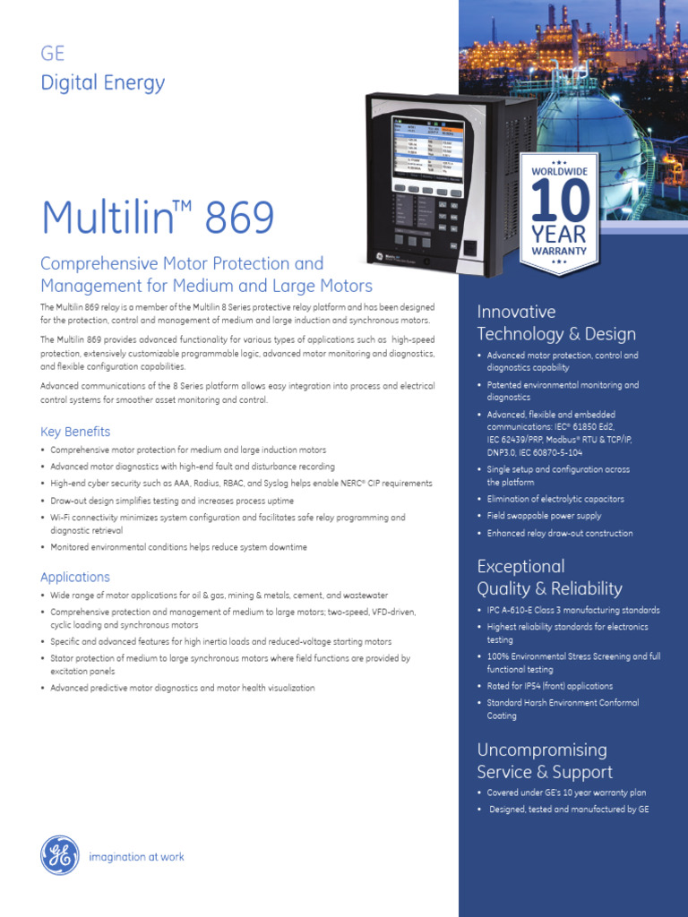 Multilin 869 | PDF | Electric Motor | Relay