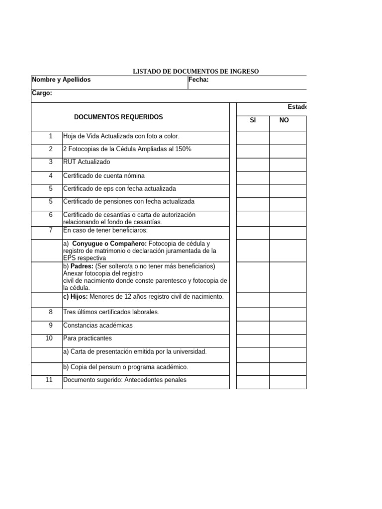 Listado de Documentos Contratacion | PDF