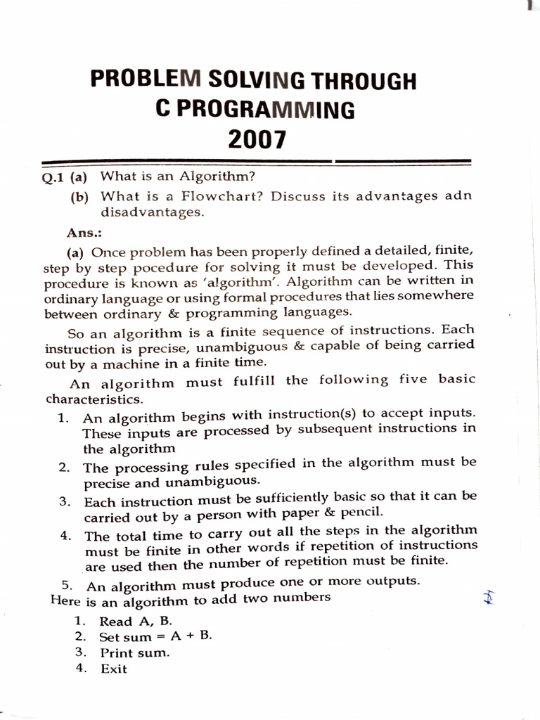 C SOLUTION 2007 | PDF | Algorithms | Computer Programming