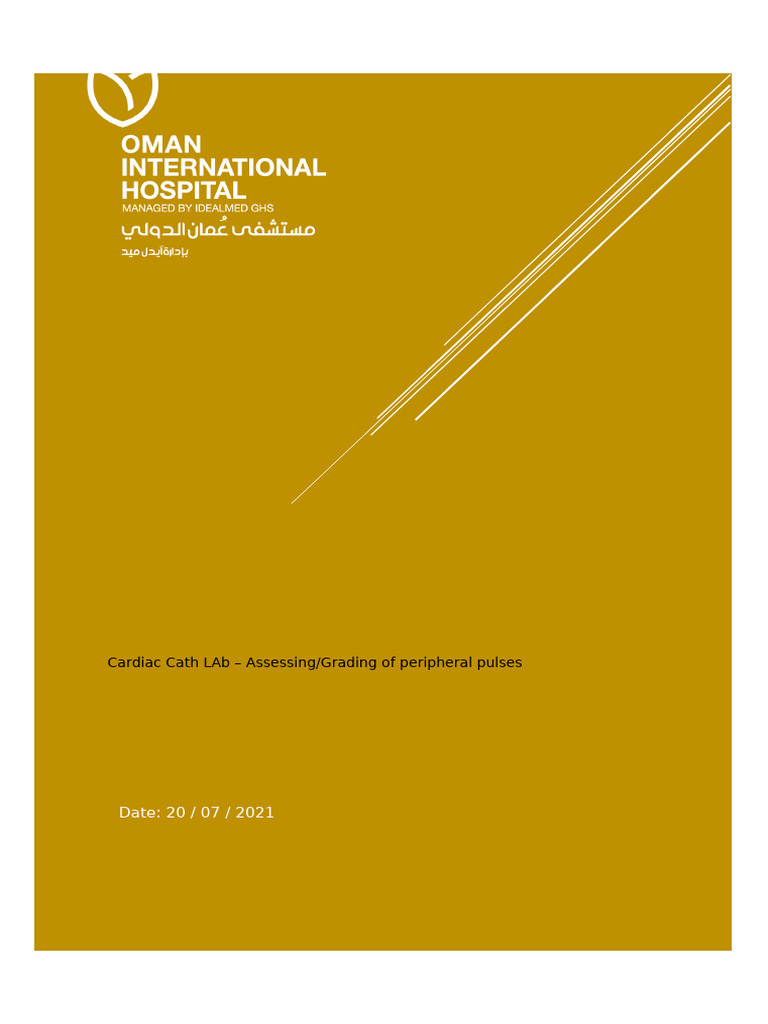 Cardiac Cath Lab - Assessing Grading of Peripheral Pulses RV JB | PDF ...