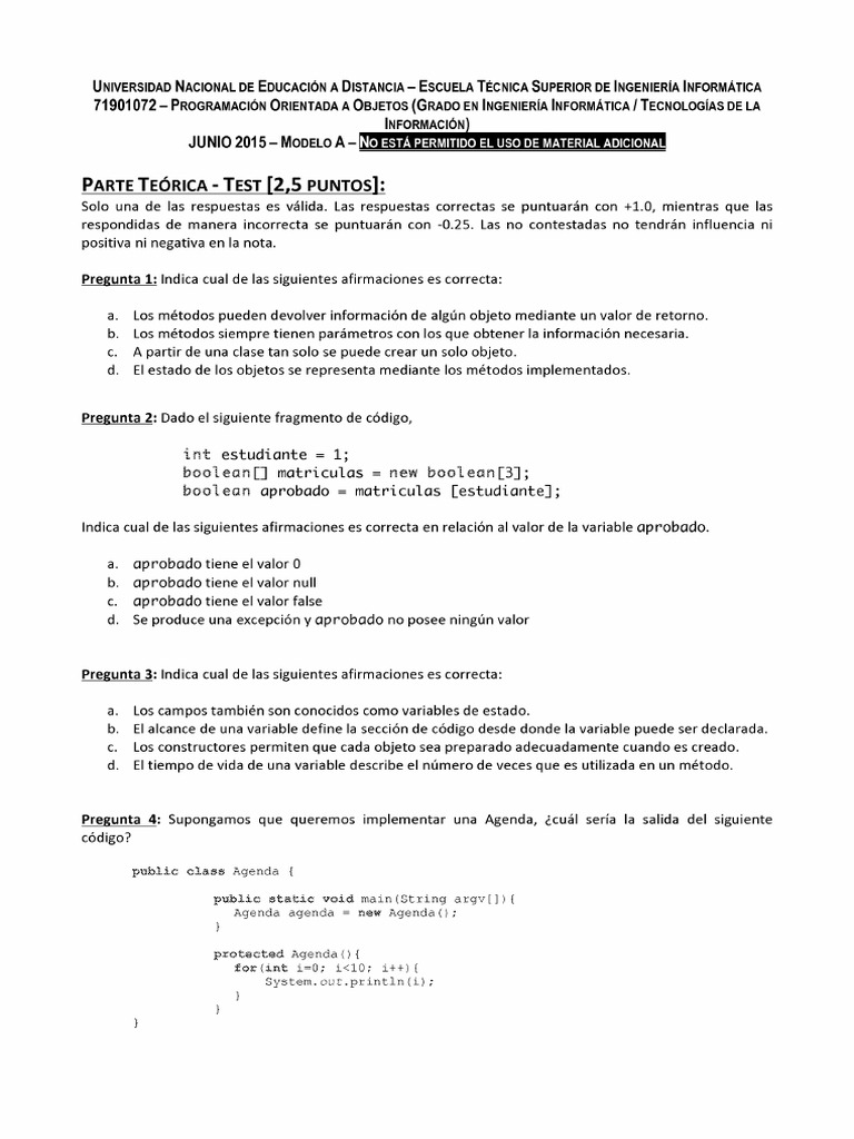 Examen Poo 2015J-A Con Desarrollo | PDF