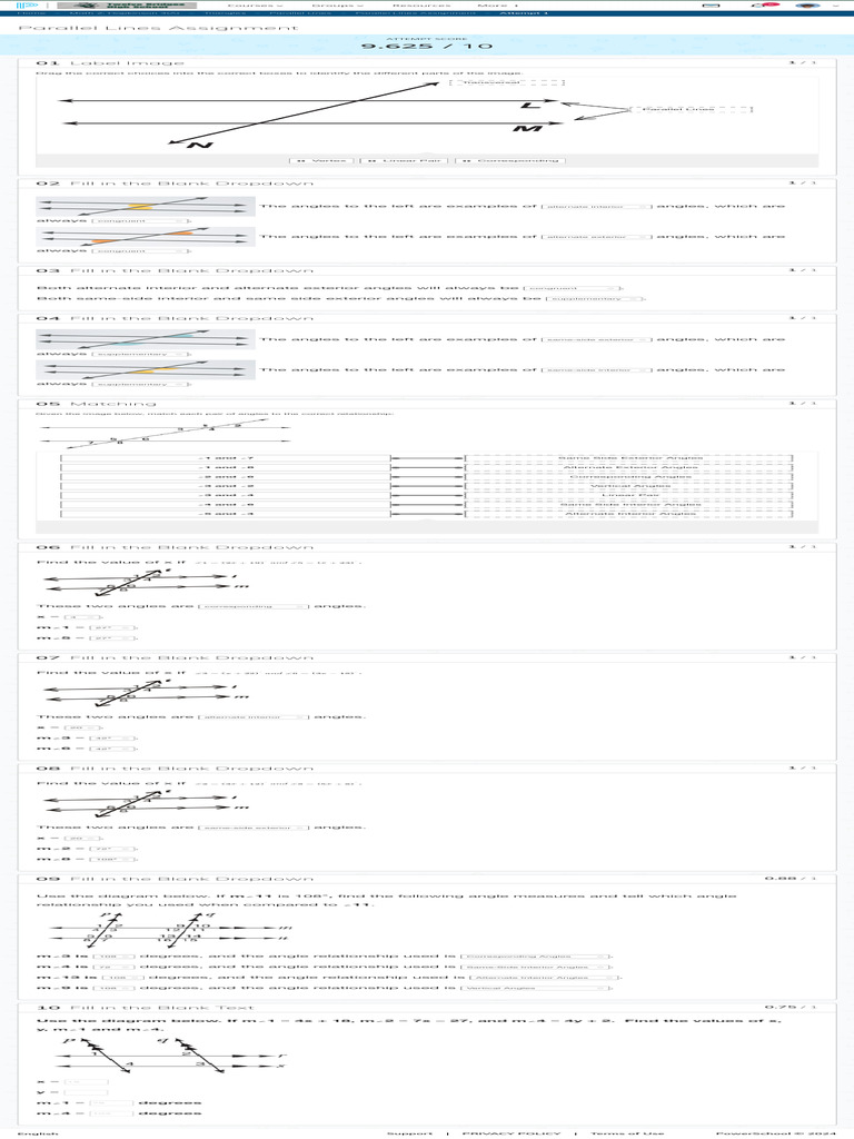 Parallel Lines Assignment Schoology | PDF | Elementary Mathematics | Classical Geometry
