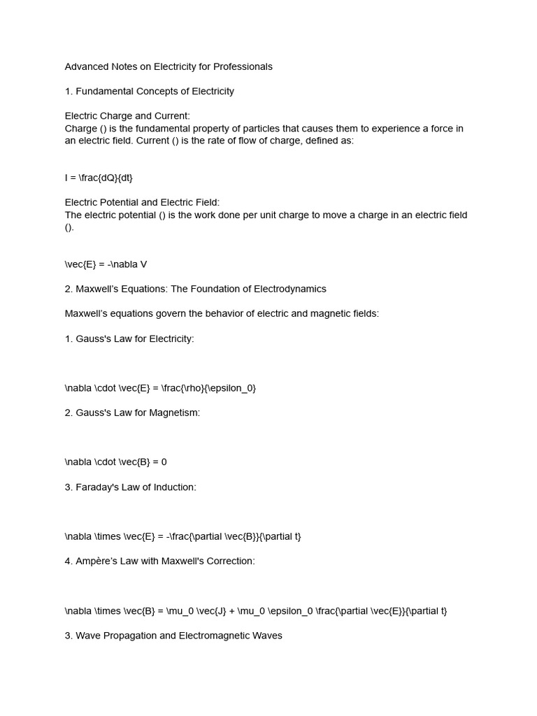 Pro Physics Notes On Electricity | PDF | Electric Field | Electromagnetism