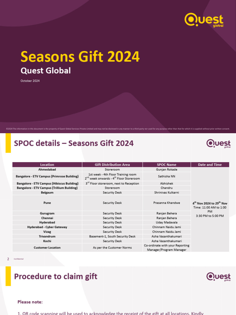 Quest Global Diwali Gift Distribution 2024 | PDF