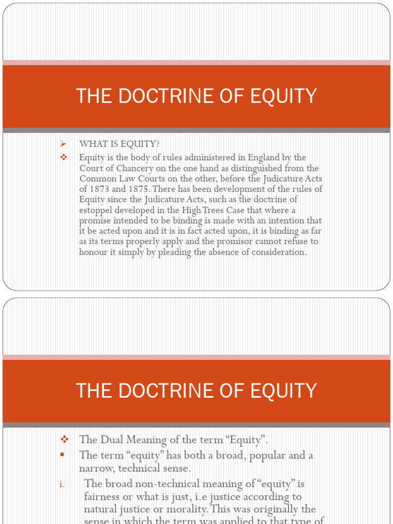 DOCTRINE OF EQUITY | PDF | Equity (Law) | Legal Remedy