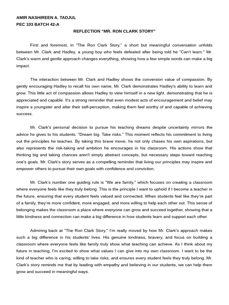 REFLECTION | PDF | Psychological Concepts | Behavior Modification