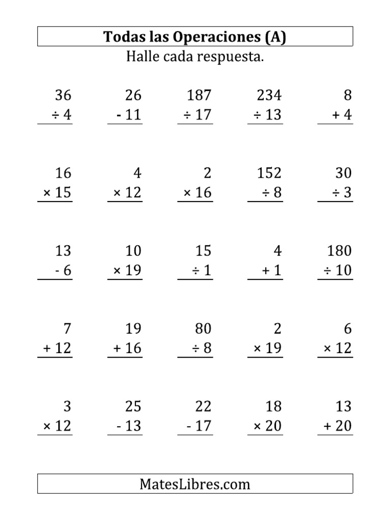 Operaciones Basicas 1 | PDF