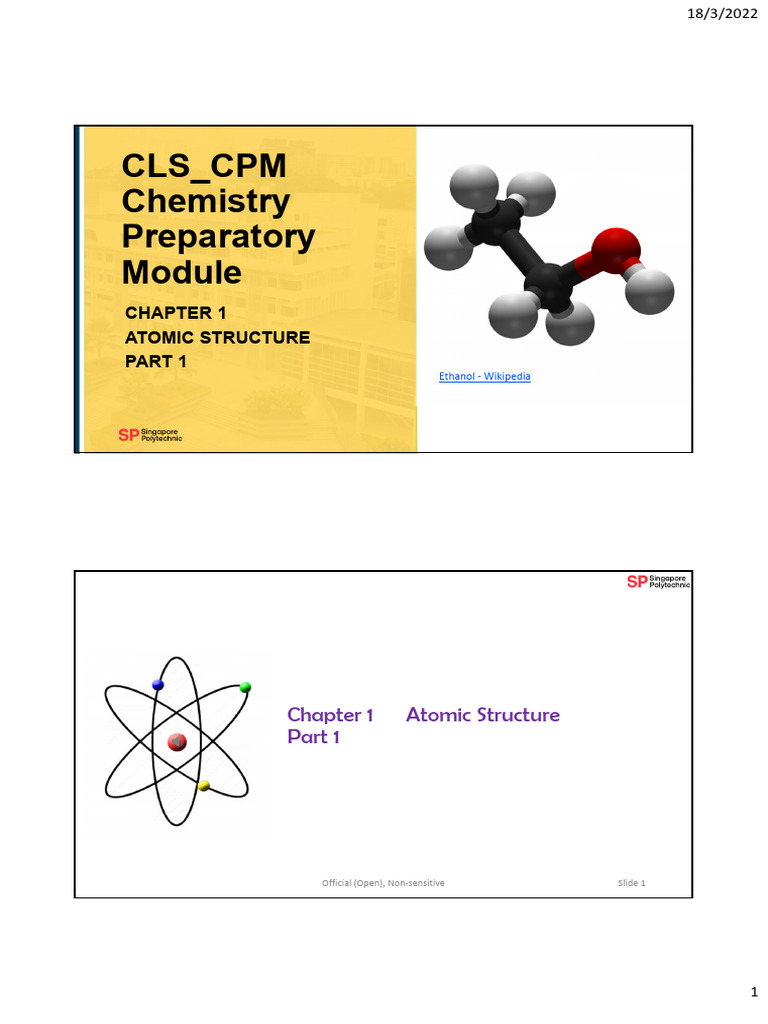 Chapter 1 Atomic Structure Part 1 2022 | PDF | Atoms | Ion
