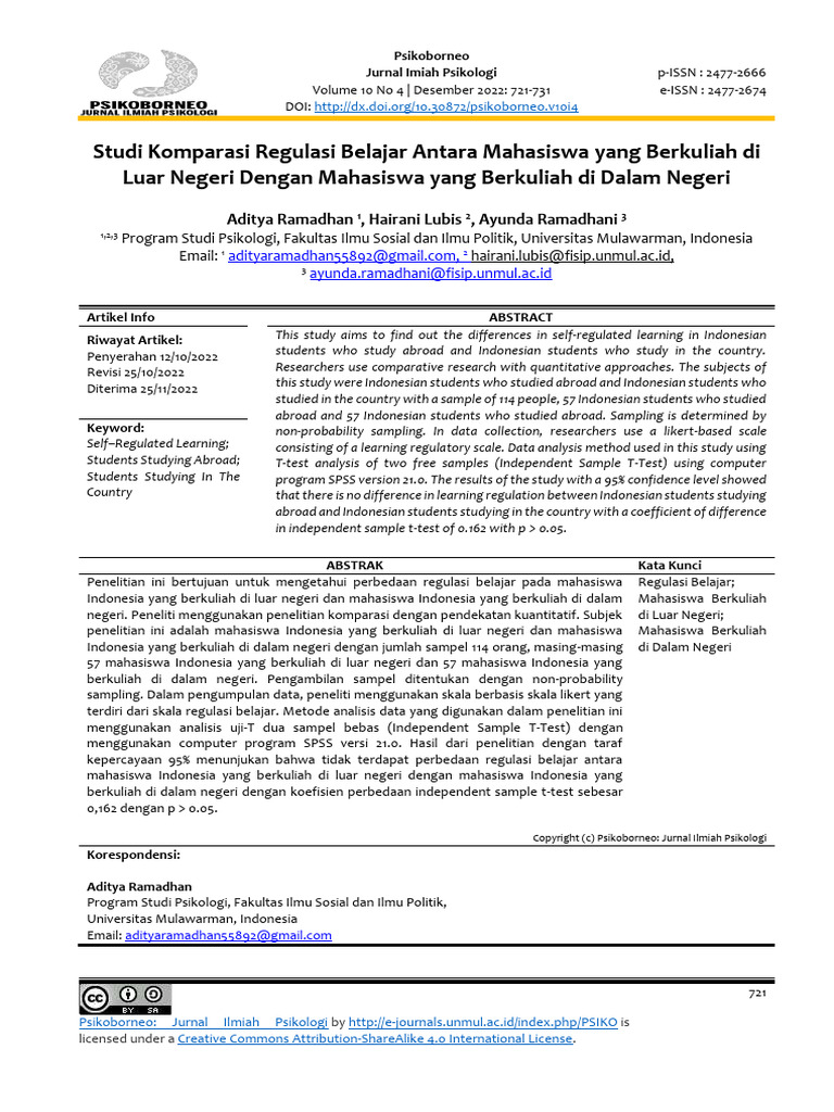 Studi Komparasi Regulasi Belajar Antara | PDF | Karier & Perkembangan | Pengembangan Diri