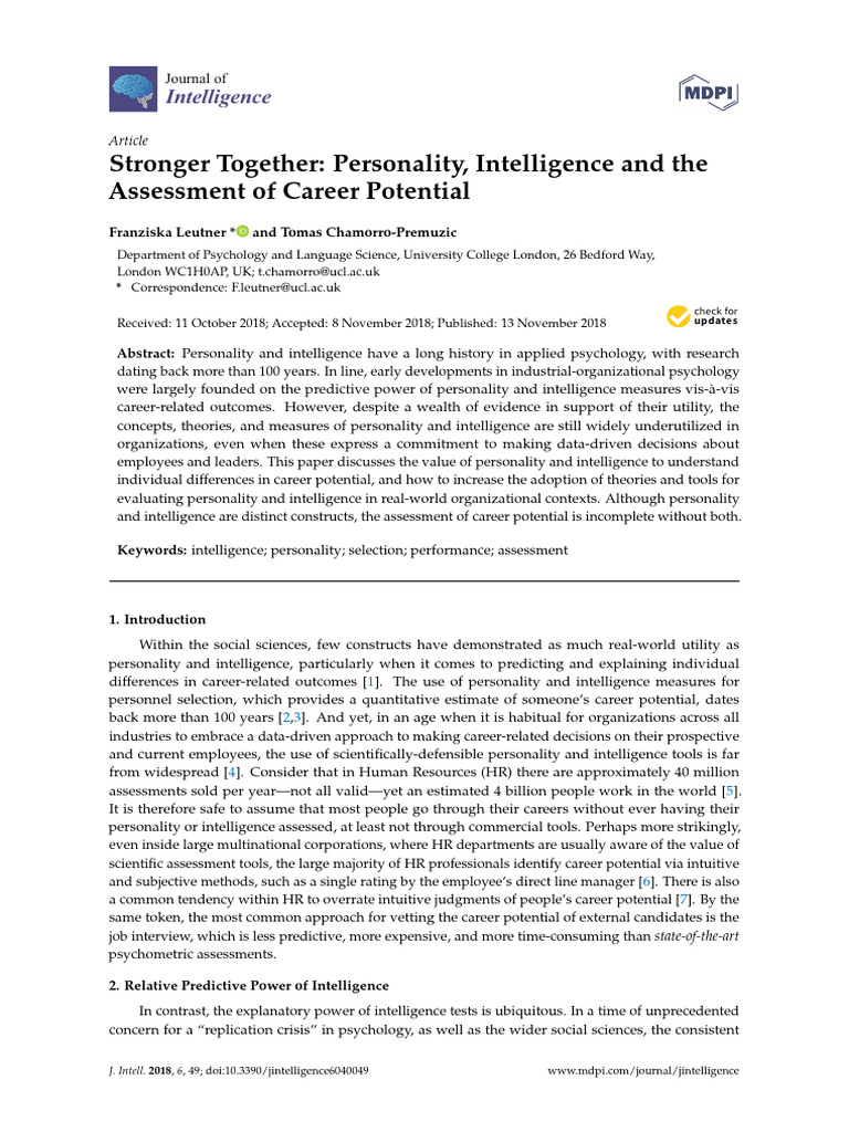 Stronger - Together - Personality - Intelligence - and - The | PDF ...