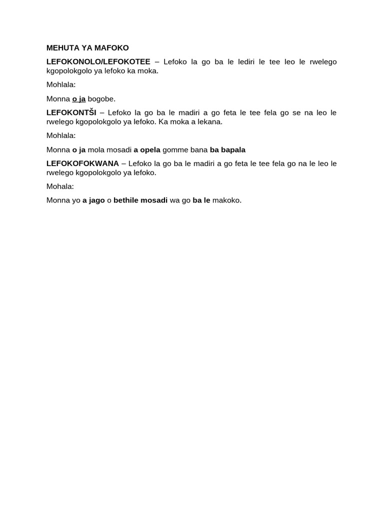 Mehuta Ya Mafoko | PDF