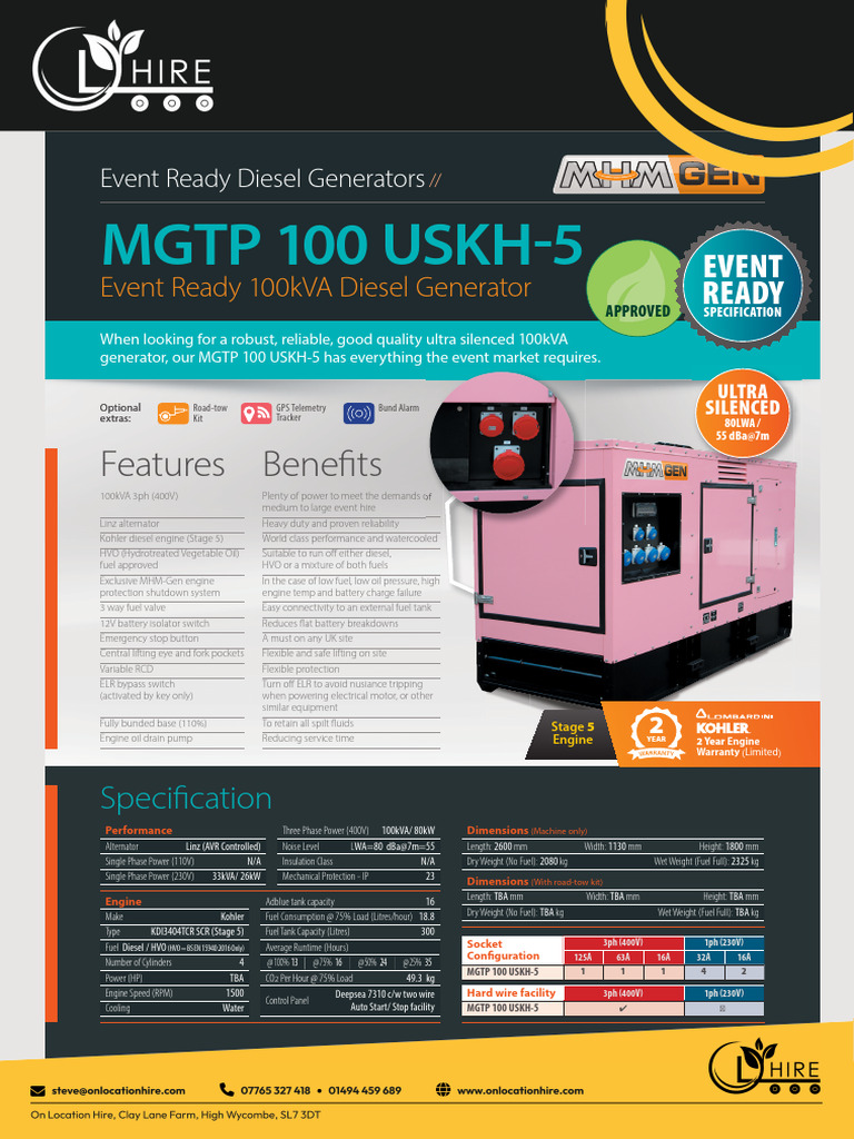 Event Ready 100kVA Diesel Generator | PDF | Engines | Diesel Engine