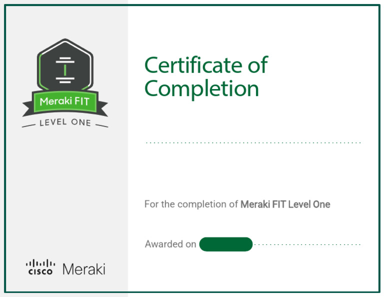 Meraki FIT Level One Certificate | PDF