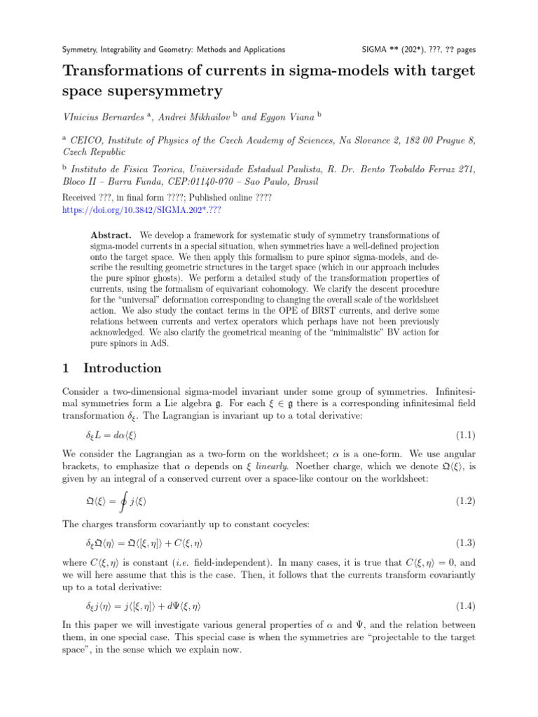 Currents SIGMA | PDF | Noether's Theorem | Differential Form