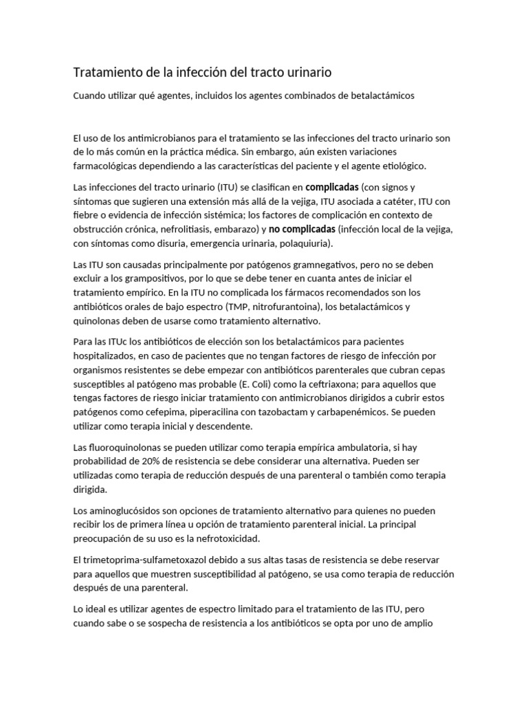 Guía de Tratamiento para ITU | PDF | Infección del tracto urinario ...
