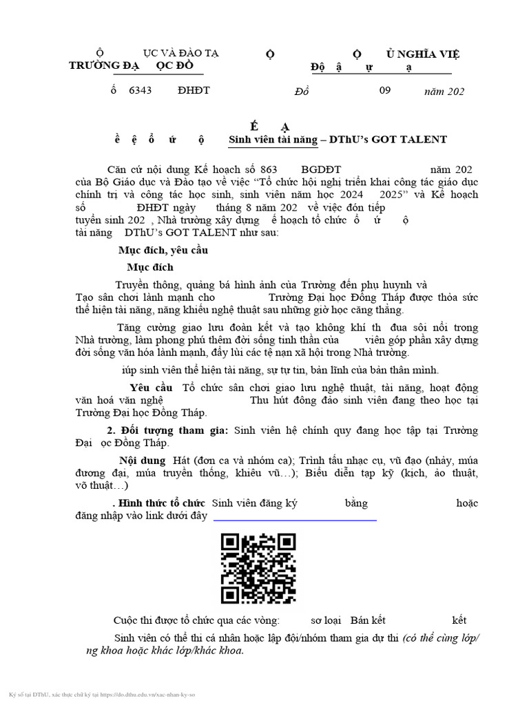 20240909084913d - Ke Hoach To Chuc Cuoc Thi Sinh Vien Tai Nang - 2024 | PDF