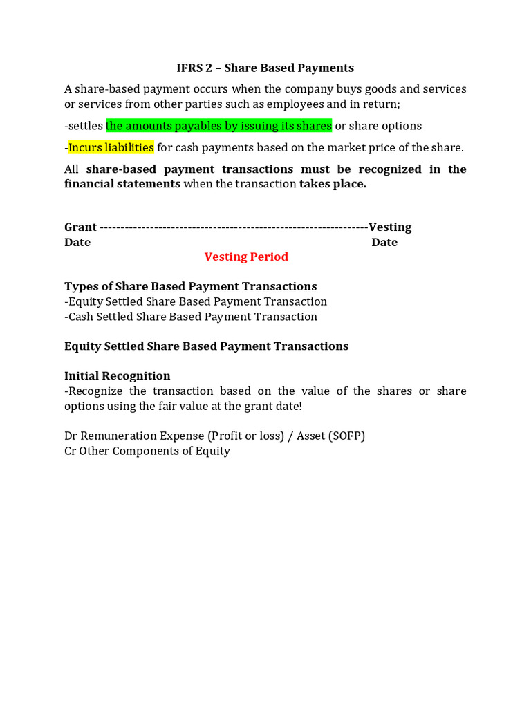 IFRS 2 - Share Based Payments 1 | PDF | Equity (Finance) | Fair Value