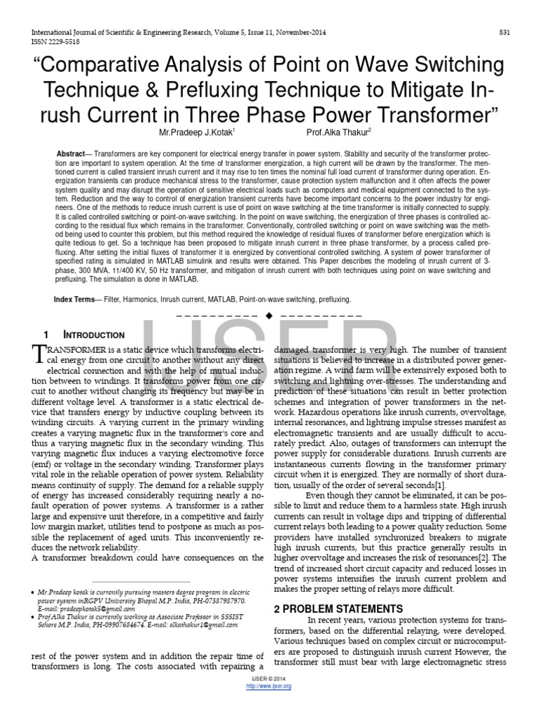 Power Transformer Inrush Mitigation | PDF | Transformer | Inductance