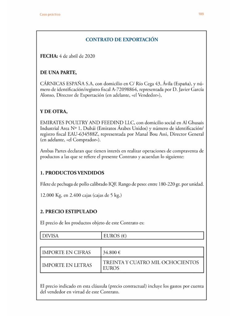 Contrato de Exportacion | PDF