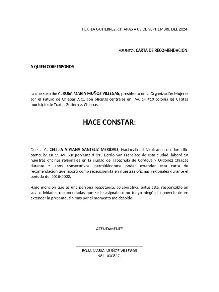 Carta Reco VIVI | PDF