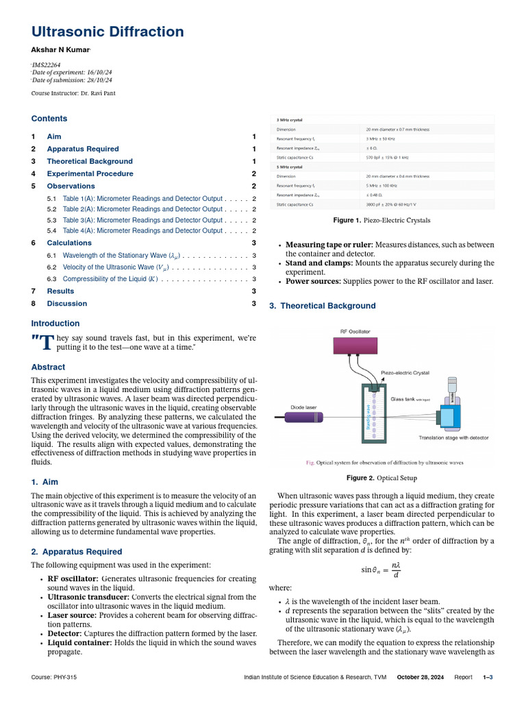 Ultrasonic Wave Velocity Study | PDF | Waves | Diffraction