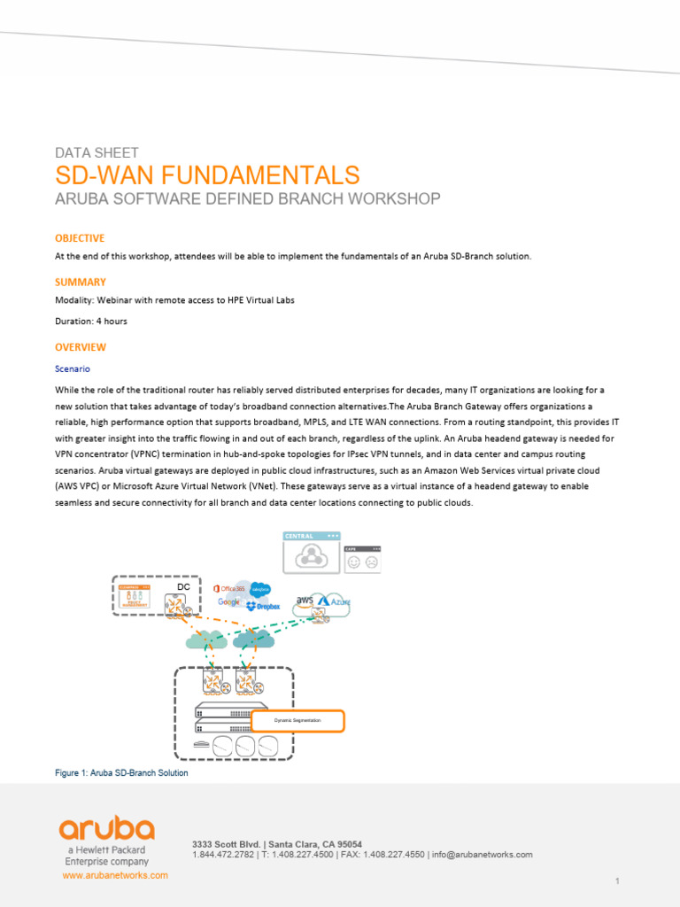 Aruba SD-WAN Fundamentals Workshop | PDF | Virtual Private Network ...