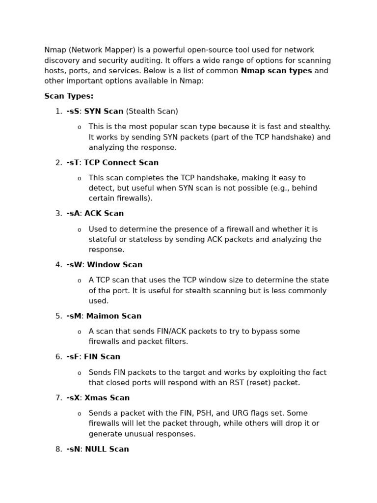 Options Nmap Pdf Transmission Control Protocol Port Computer Networking