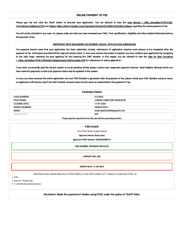 Payment Details of Job | PDF | Fee | World Wide Web