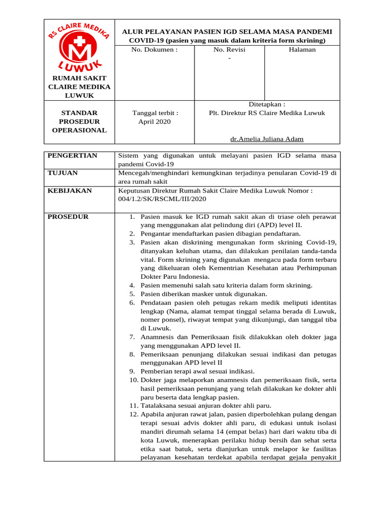 Sop Ig Pasien Kriteria | PDF