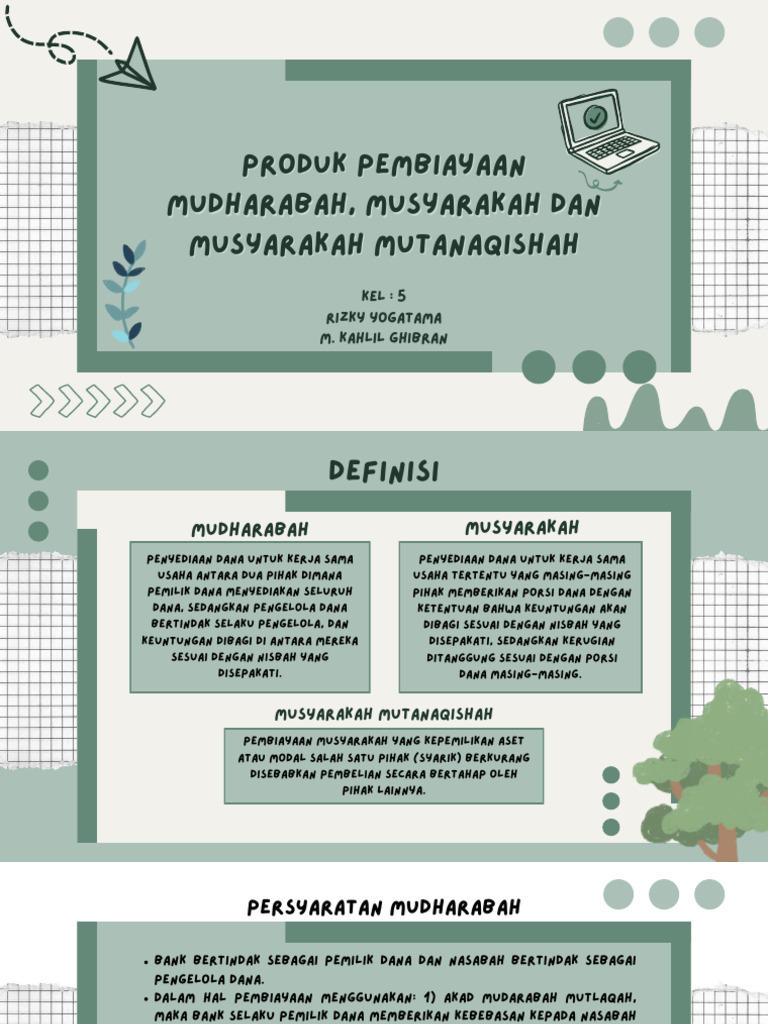 Kel 5 Pembiayaan Mudharabah, Musyarakah Dan MMQ | PDF