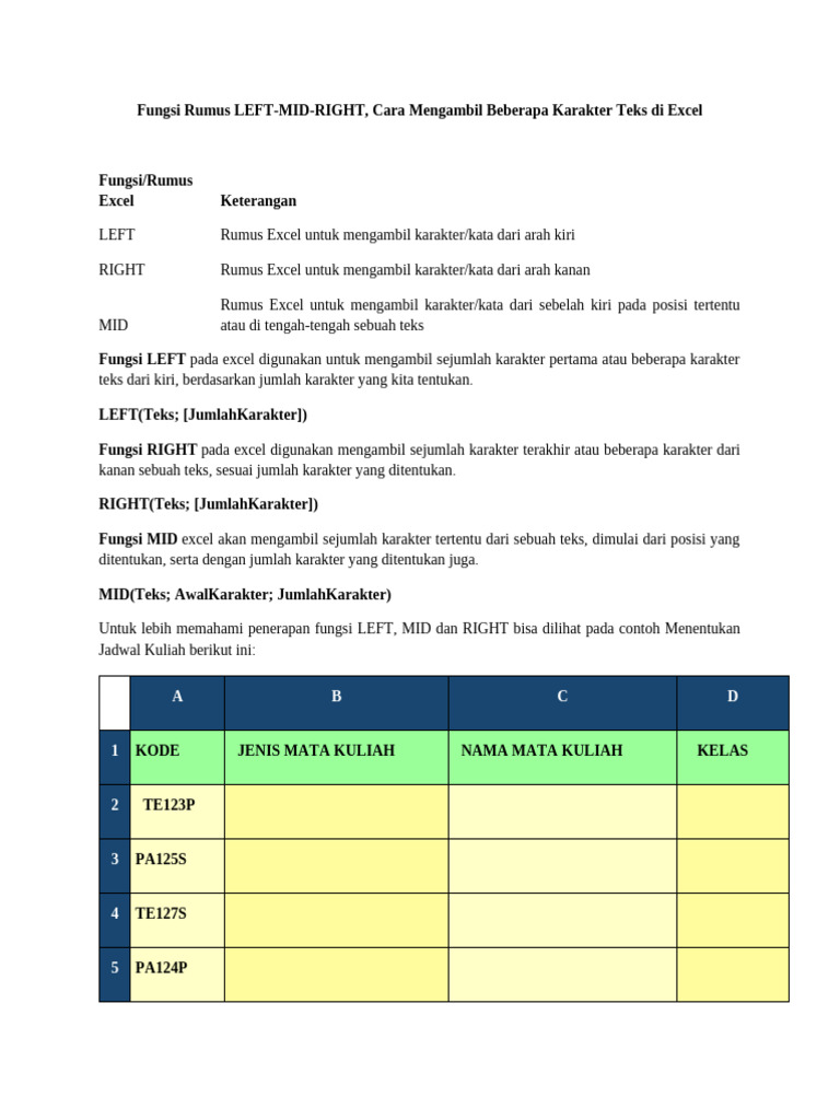 Fungsi Rumus LEFT | PDF