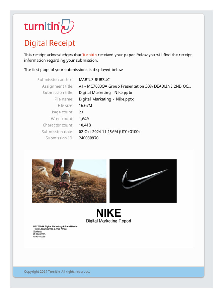 Receipt - Digital Marketing - Nike | PDF | Business | Computers