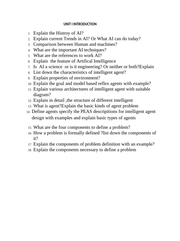 Unit I Introduction (Ai) | PDF