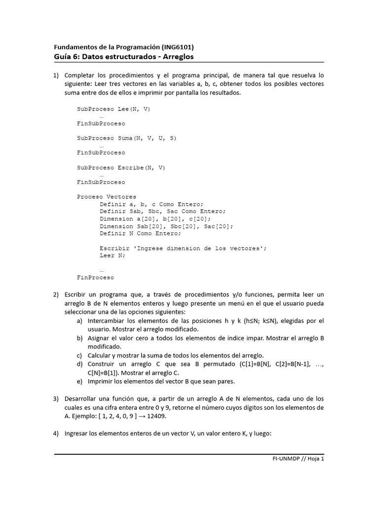 Fundamentos de La Programacion Con PSeint - Ejercicio 6 | PDF | Vector Euclidiano | Álgebra ...